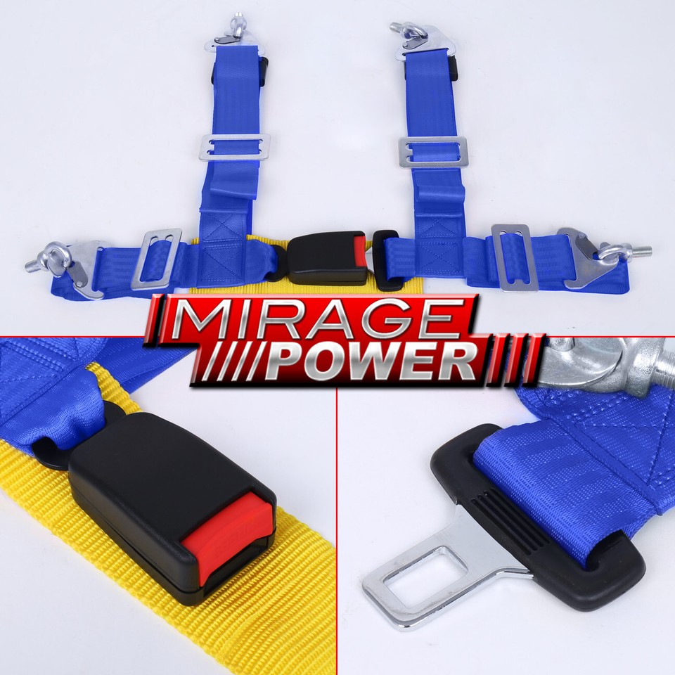 2" Blue 4 Point Pt Harness Shoulder Seat Belt Latch Clip Strap Lock ...