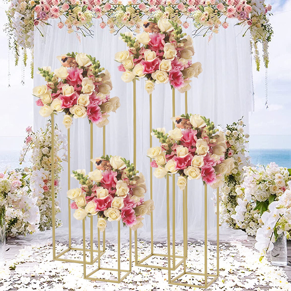 80/100cm Tall Metal Geometric Stand Flower Vase Holder Party Wedding ...