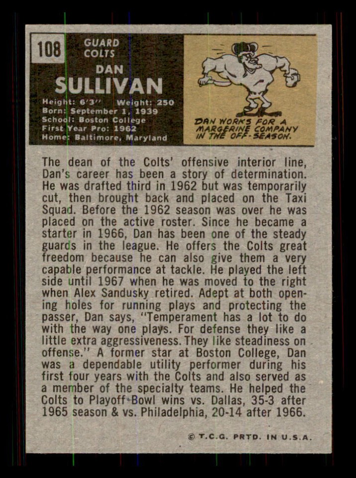 1971 Football Topps Dan Sullivan Baltimore Colts #108 RC | eBay