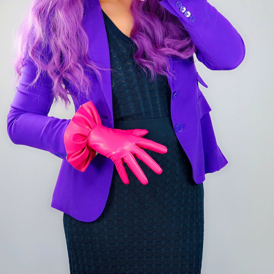 RUFFLE GLOVES 25cm 10" Wrist Short Faux Leather Aqua Robin Blue Mint ...