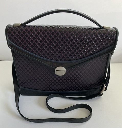 Greg Roche Crossbody Purse Handbag Brown Croc And Purple Embossed ...