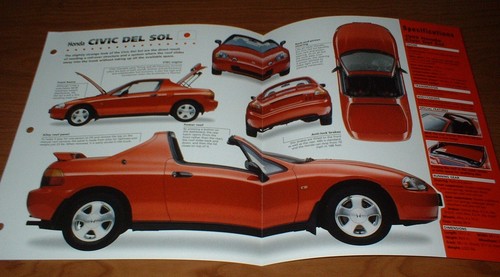 1995 Honda Civic Del Sol Spec Sheet Brochure Photo Poster Print 95 92 ...