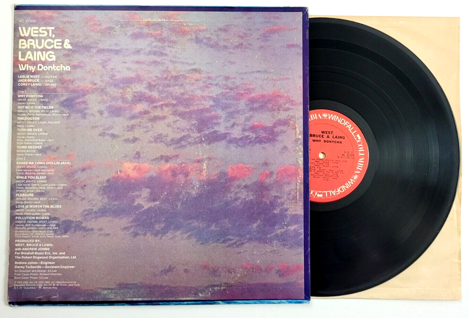WEST, BRUCE & LANG - WHY DONTCHA - ROCK LP WINDFALL RECORDS | eBay