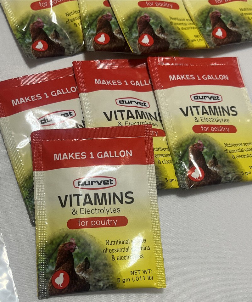 8-packets Durvet Vitamins & Electrolytes for Poultry 5gm Each Makes 1 ...