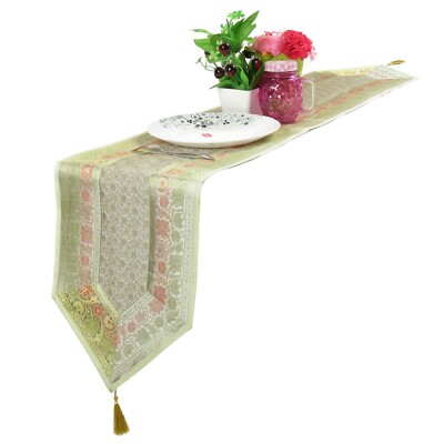 Brocade Table Runner Handmade Kitchen Dining Decorative Silk Tablecloth ...