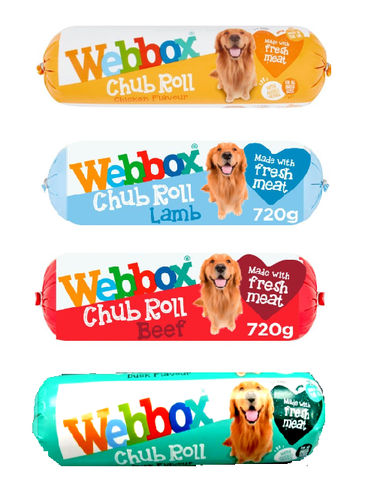 WEBBOX CHUB ROLLS Wet Dog Food Assorted 15 or 30 Rolls Chicken Beef ...