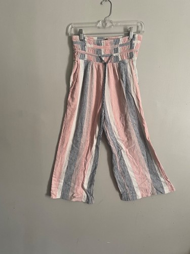 Free People Hamilton Wide Leg Cotton Red Blue Striped Drawstring Pants ...