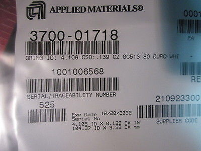 AMAT 3700-01718 ORING ID 4.109 CSD .139 CHEMRAZ SC513 80 DURO WHT | eBay