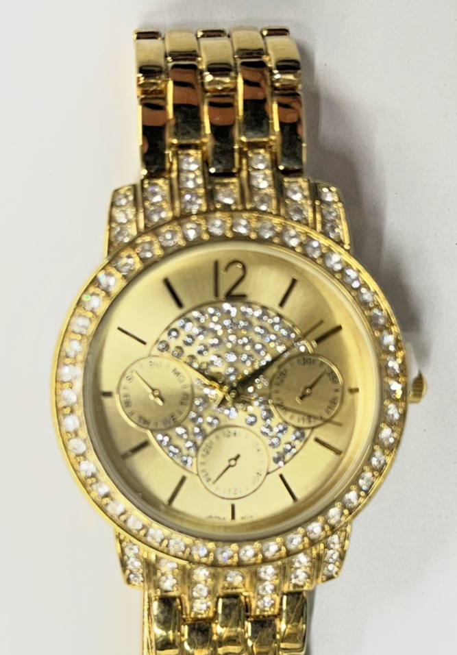 Swarovski Crystals Bling Pave Watch Gold tone Quartz BP4 SR626SW | eBay