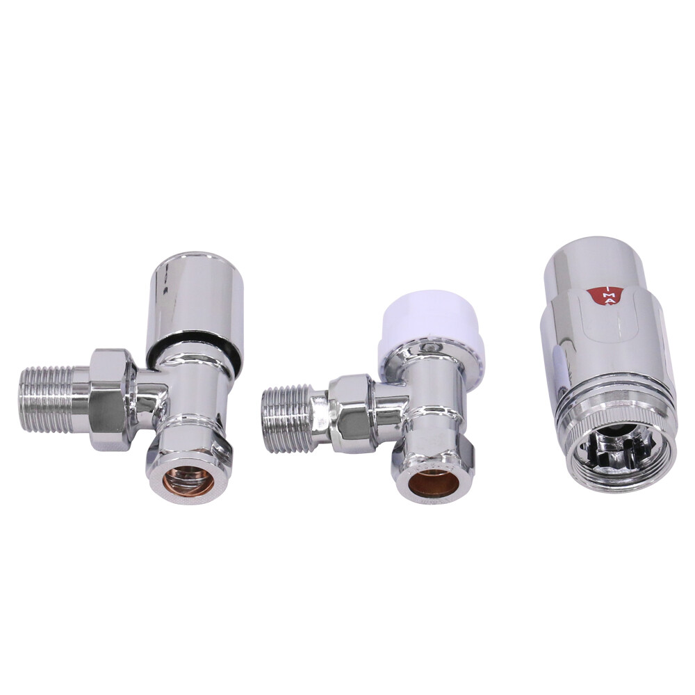 Thermostatic TRV Angled/Corner/Straight Lockshield Radiator Valves Set ...