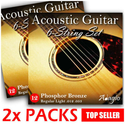 Acoustic Guitar Strings 2x Full Packs / Sets - Adagio Pro 12-53 ...