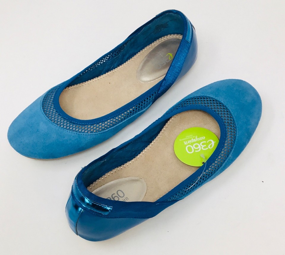 Easy Spirit 360 Womens Turquoise Suede Leather Stretch Comfort Ballet ...