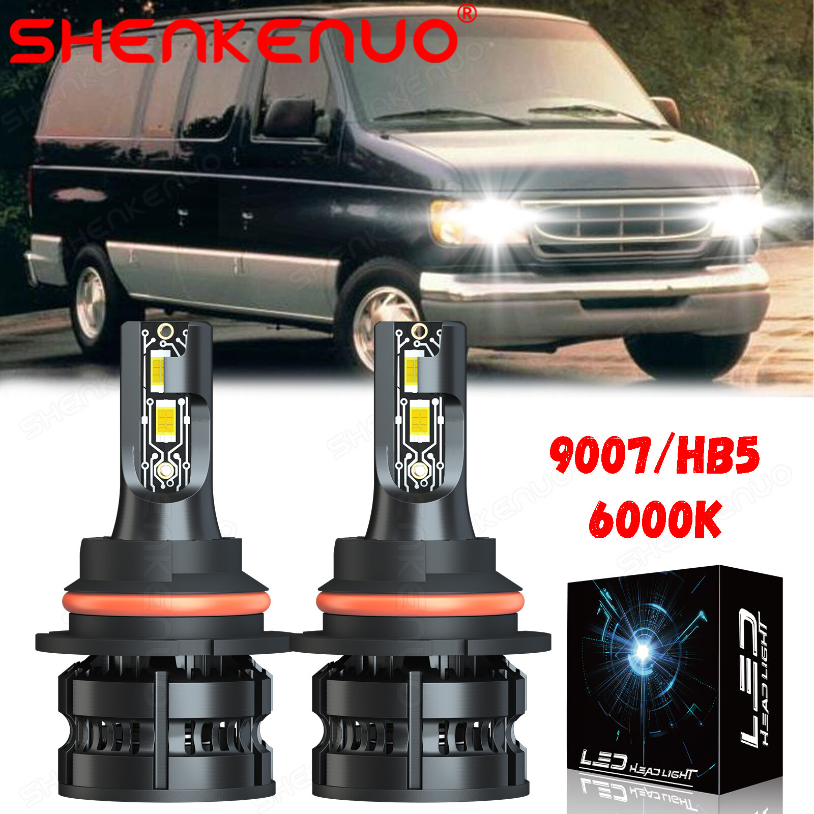 FOR FORD ECONOLINE E150-E450 1995-2007 - 9007 LED Headlight Bulbs Hi ...