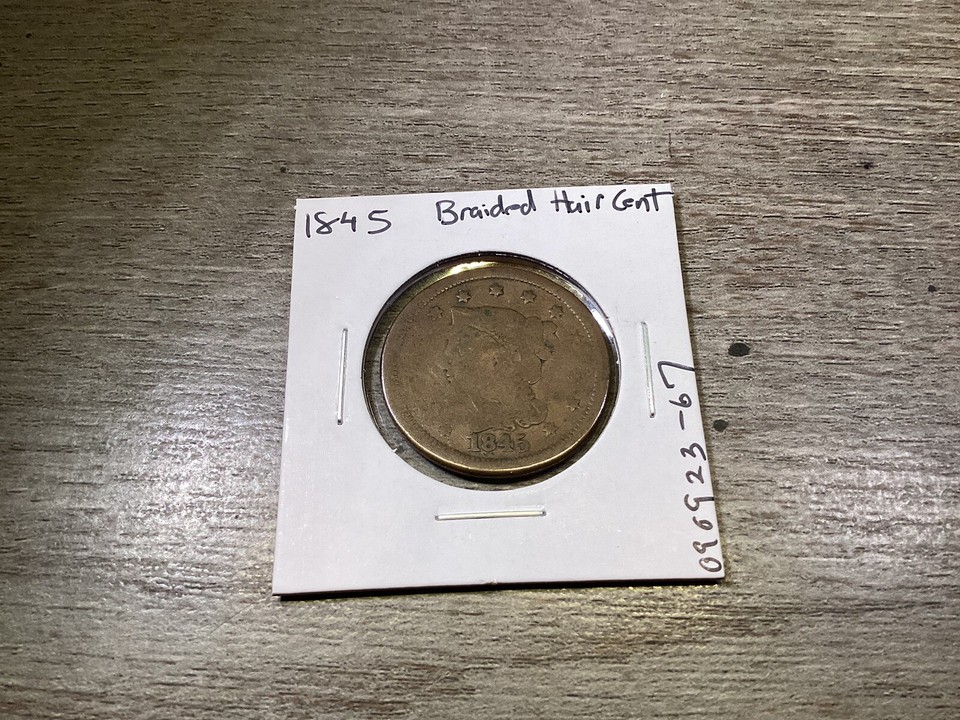 1845 Braided Hair Large Cent 180 Year Old U.S. Copper Coin-090923-67 | eBay