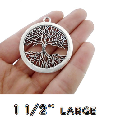 Large TREE OF LIFE SYMBOL Round Pendant 20" 925 Sterling Silver ...