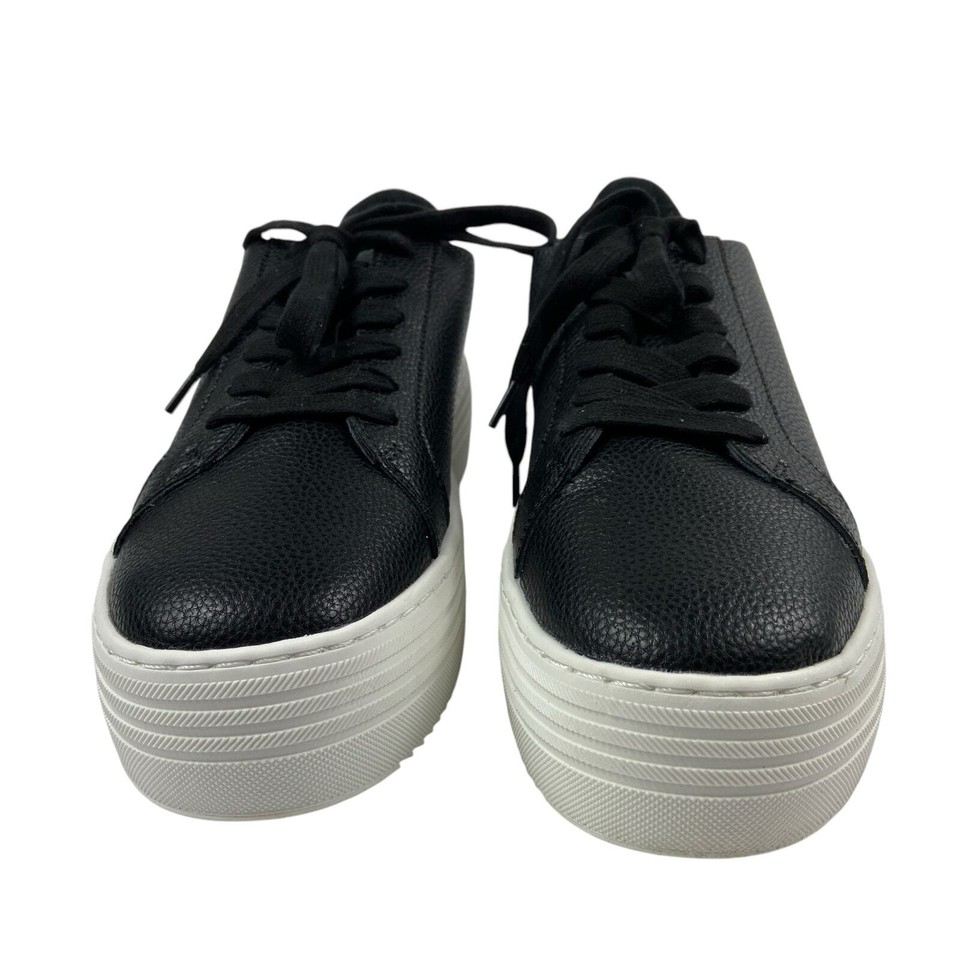 Joy Mangano Performance Black Leather Chunky Platform Sneakers Women's ...