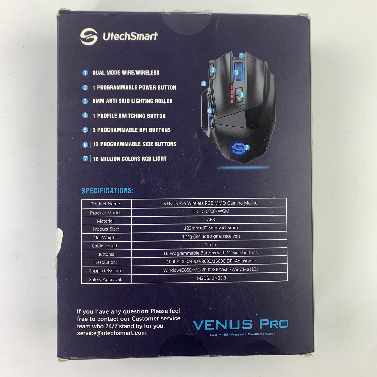 UtechSmart+VENUS+Pro+RGB+MMO+Wireless+Gaming+Mouse+16+000+DPI+Optical ...