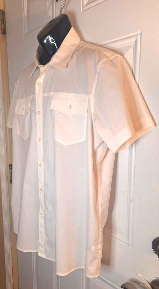APT 9 Men's White Short Sleeve Button-down Shirt Flap Pockets Size XL ...