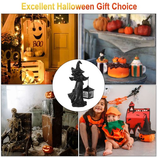Faceless Ghost Sculpture Halloween Decor Black Resin Witch with Lantern ...