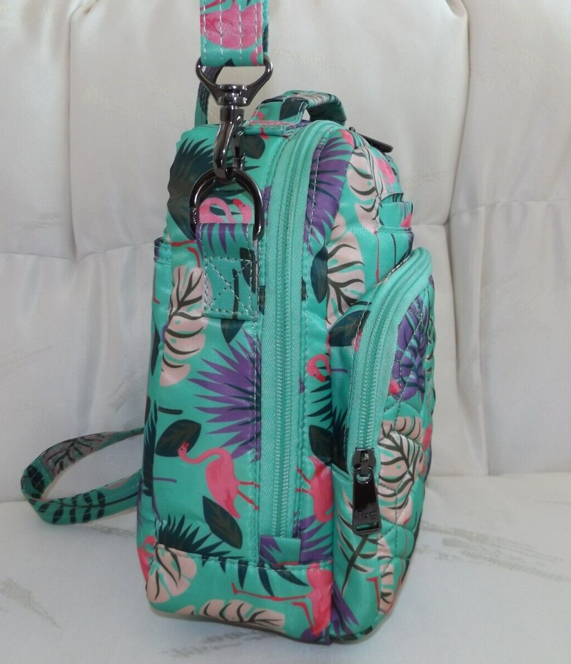 LUG Ranger Crossbody - Double straps - Green with Pink Flamingos - New ...