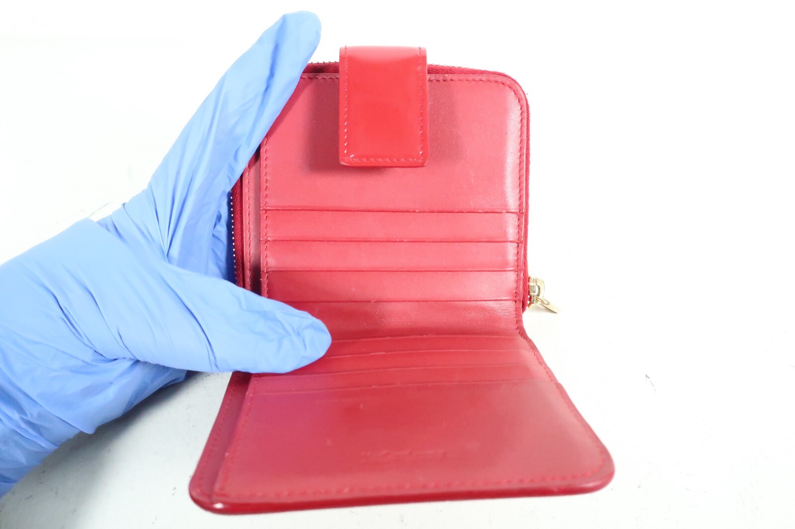 SAINT LAURENT ZIP PURSE MNI WALLET YSL Red Patent Leather Italy 100% ...