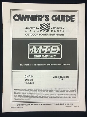 MTD CHAIN DRIVE TILLER MODEL NUMBER 035 OWNER'S GUIDE | eBay