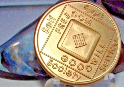 Narcotics Anonymous NA 3 Year Clean Bronze Medallion Recovery Coin Chip ...