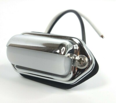 Universal License Plate Light Chrome Plated w/ Milky Lens - Hot Rod Car ...