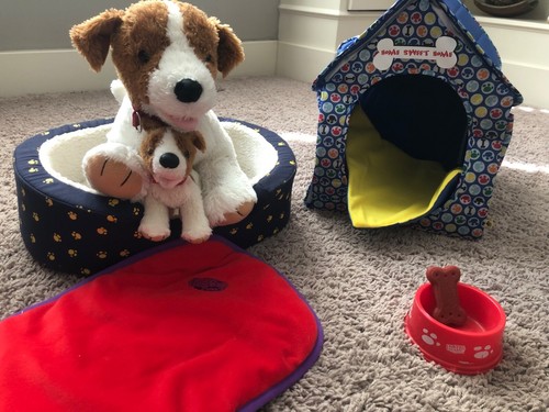 BUILD-A-BEAR Workshop Home Sweet Home Dog BUNDLE- House Bed Bowl Bone ...