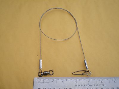 15 S. STEEL CLEAR WIRE SPINNER LEADER 15" 220 LBS. TEST W/BALL BEARING ...