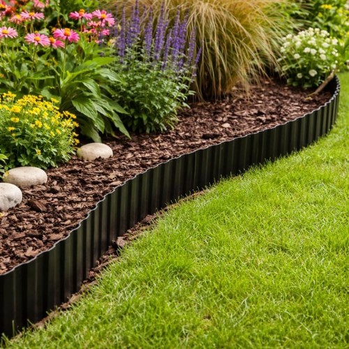Black Steel Garden Edging Border Path Edge Galvanised Metal Roll ...