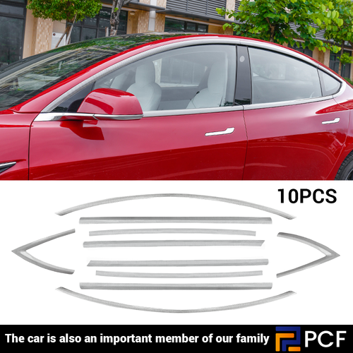 PCF Silver Real Carbon Window Molding Cover Trim Fits 2017-2023 Tesla ...
