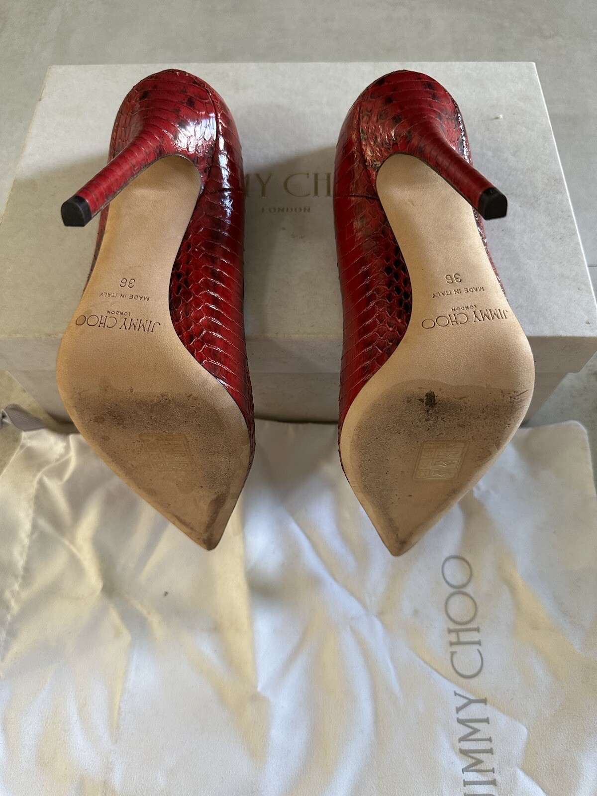 JIMMY CHOO Anouk heels 36 Red Snakeskin - Gem