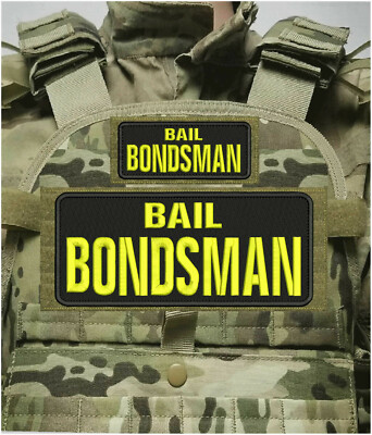 BAIL BONDSMAN EMBROIDERY PATCH 4X10 & 2X5 HOOK ON BACK BLK/YELLOW | eBay