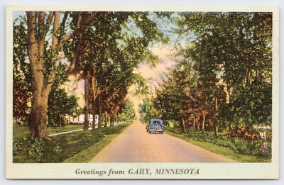 Gary, Minnesota MN Greetings From Vintage c1930s Road Scene Old Car ...