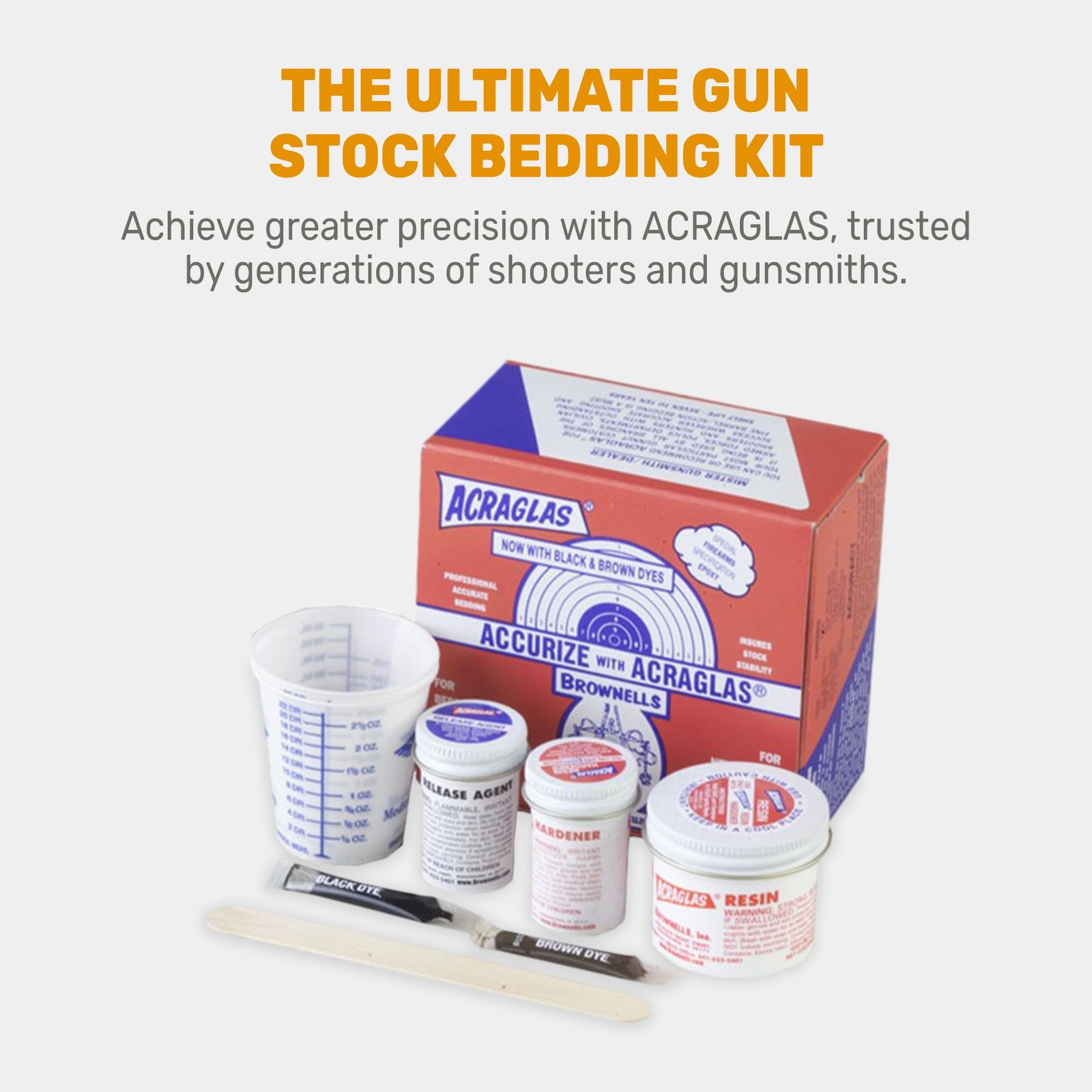 Brownells ACRAGLAS Glass Bedding Epoxy Compound 2-Gun Kit 4oz | eBay