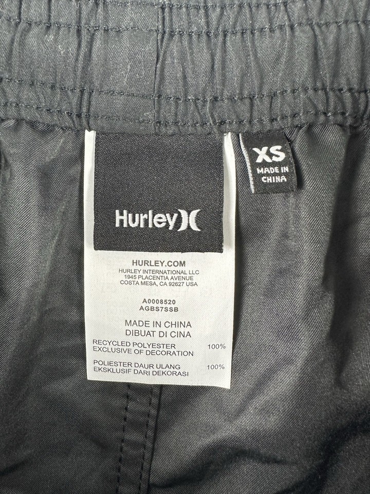 Hurley Men’s Black Swim Board Shorts XS Elastic Waist Drawstring Beach ...