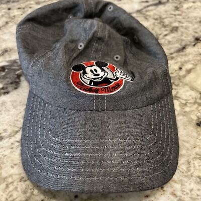 DISNEY Mickey Mouse Gray Cap Hat Adjustable Strap One Size Fits Most RN ...