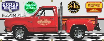 1979 Dodge Lil Red Express Truck (82) Classic Garage Scene Banner. Two ...