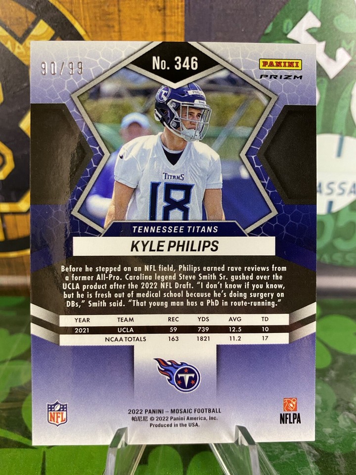 2022 Panini Mosaic Kyle Phillips Blue Mosaic Rookie #/99 #346 Tennessee ...