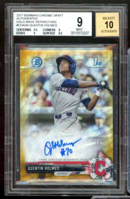 Quentin Holmes Rookie 2017 Bowman Chrome Gold Wave Refractors Auto # ...