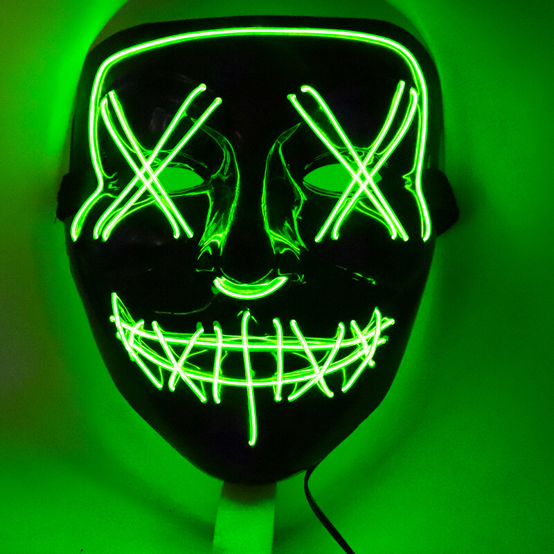 Costume Halloween Face Mask LED Light Up 3 Modes Cosplay Clubbing Party ...