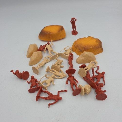 Vintage Louis Marx 2" Plastic Cavemen Toy Lot Figures Rocks Hammer Club ...