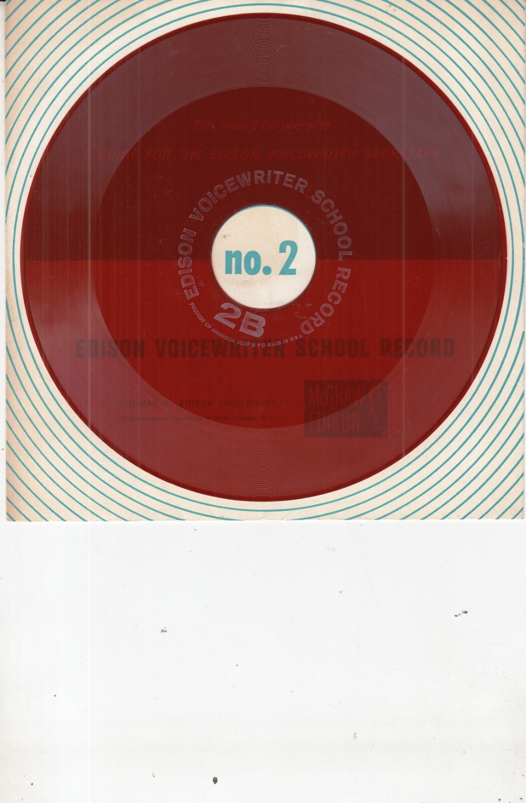 Vintage Thomas Edison Voicewriter Ruby Red Translucent Diamond Disc #2 ...