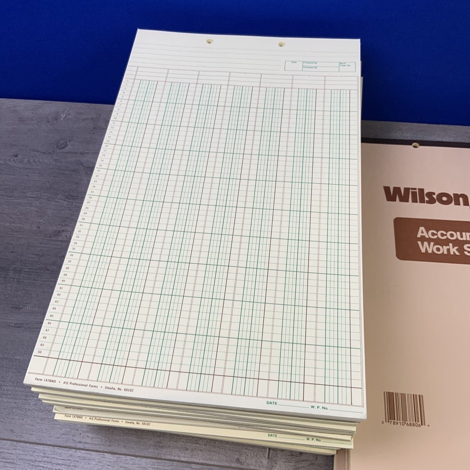 Accountants Work Sheets Wilson Jones WS06N 6 & Genric 7 Column Paper 8 ...