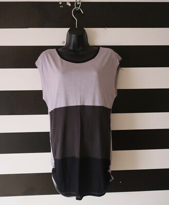 Emily Stacy Women’s Black & Gray Blouse Sleeveless Crew Neck Size L | eBay
