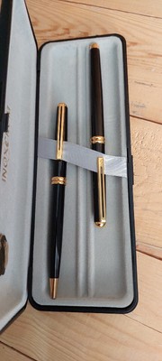 Vintage Inoxcrom Gold Electroplated 23'6 Kts Matte Black Ballpoint ...