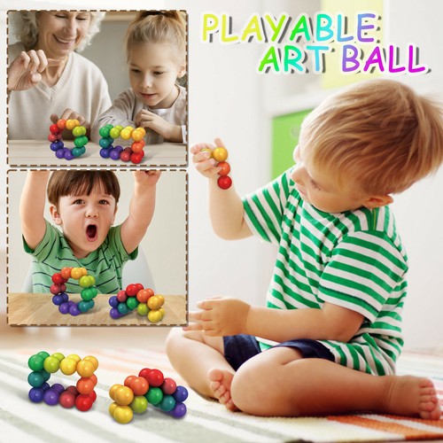 POLISHED WOOD PLAYABLE ART Ball, Educational Toys 3-Dimensional ...