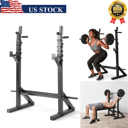 Adjustable Barbell Rack Weight Lifting Bench Press Squat Rack Strength ...