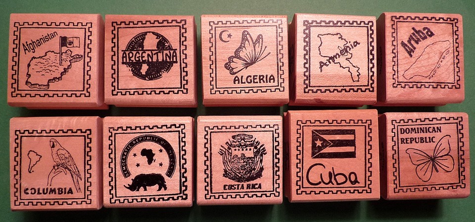 Country and Continent Passport Stamp Frame Rubber Stamps, wood mtd ...